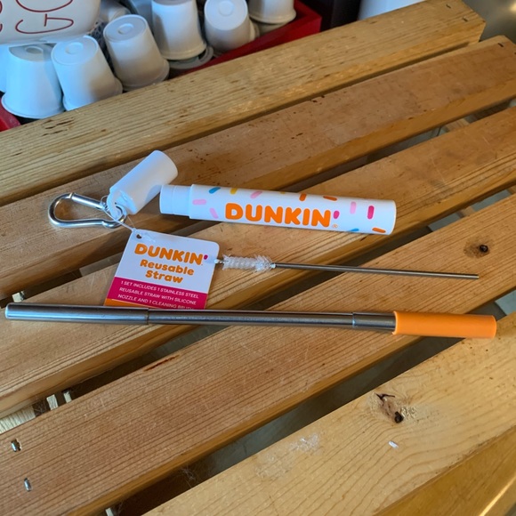 Dunkin’ | Kitchen | New Unused Dunkin Donuts Straw With Cleaning Stick ...
